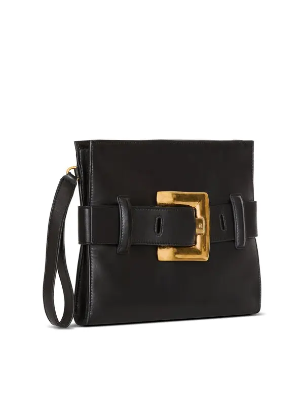 Balmain Anthem Buckle Wristlet Bag - Black