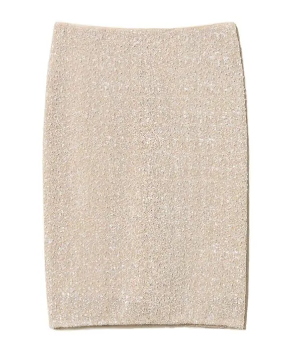 TWINSET Sequinned Skirt - Snowflake/delicate Beige Sequins And Pearl Embroidery