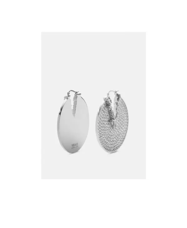 Versace Crystal Embellished Hoop Earrings - Gray