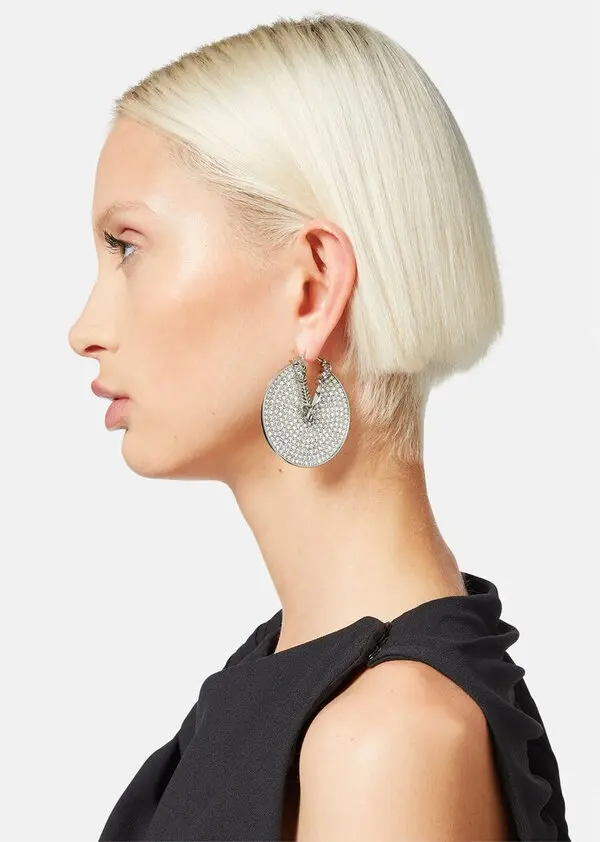 Versace Crystal Embellished Hoop Earrings
