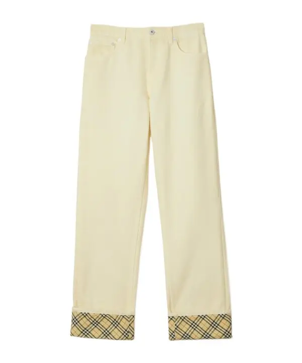 Burberry Checkered Logo Patch Straight-leg Jeans - Candle