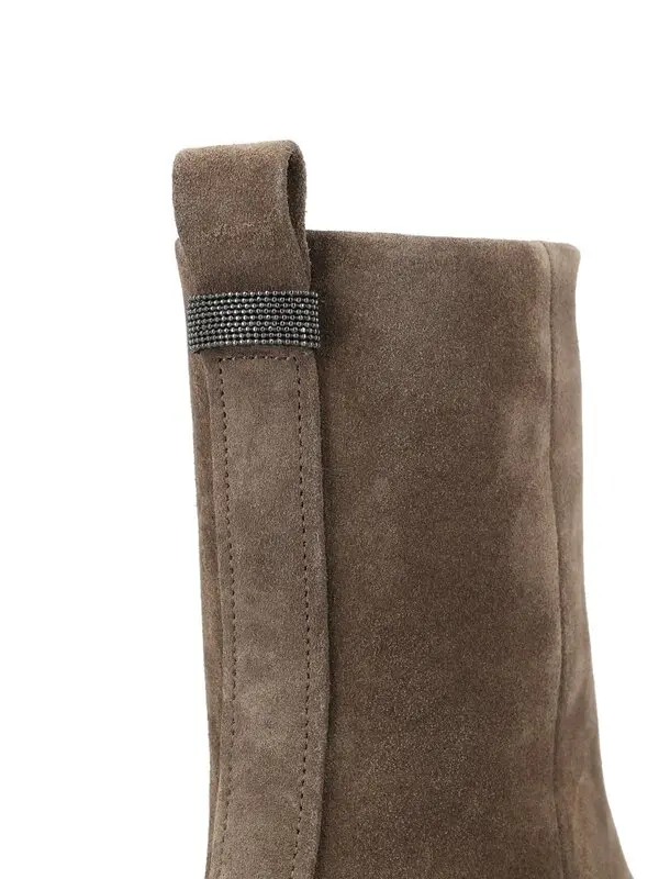 Brunello Cucinelli Round Toe Zip Up Ankle Boots