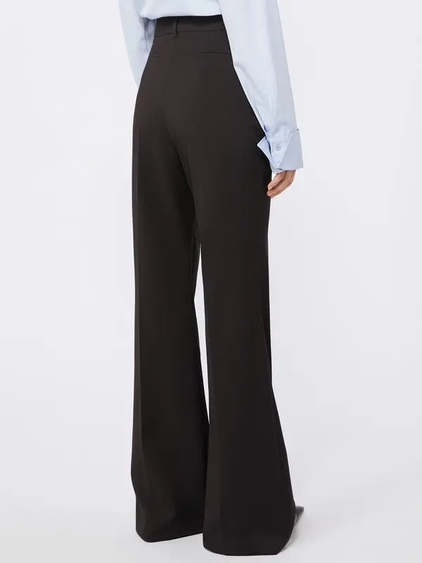 Sportmax Flared Stretch Wool Trousers - Black