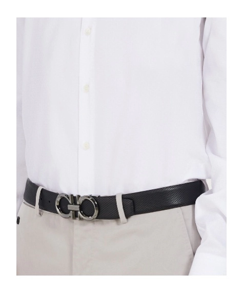 FERRAGAMO Adjustable Gancini Belt - Black/navy