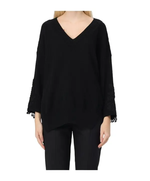 Ermanno Scervino V-neck Sweater With Lace Detailing