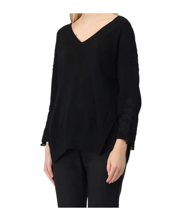 Ermanno Scervino V-neck Sweater With Lace Detailing