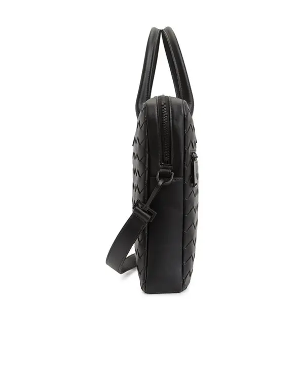 Bottega Veneta Woven Leather Briefcase - Black