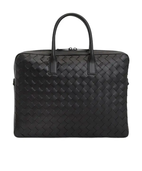 Bottega Veneta Woven Leather Briefcase - Black