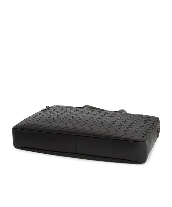 Bottega Veneta Woven Leather Briefcase - Black
