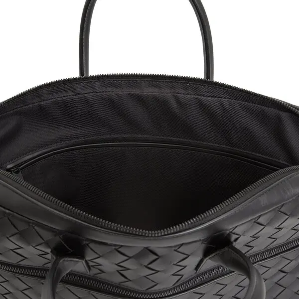 Bottega Veneta Woven Leather Briefcase - Black