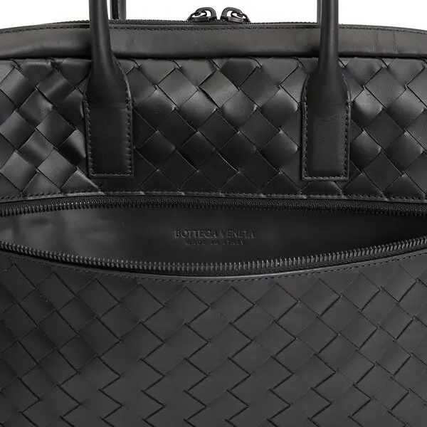 Bottega Veneta Woven Leather Briefcase - Black
