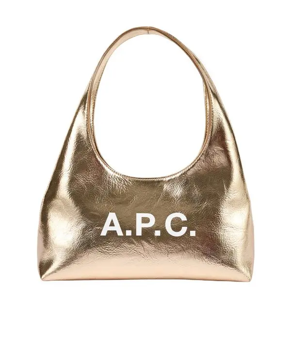A.p.c. Baby Ninon Logo Printed Shoulder Bag - Pale Gold