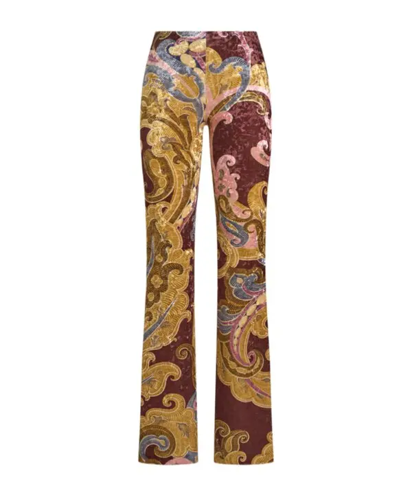 Etro Paisley Printed Flared Trousers - Burgundy