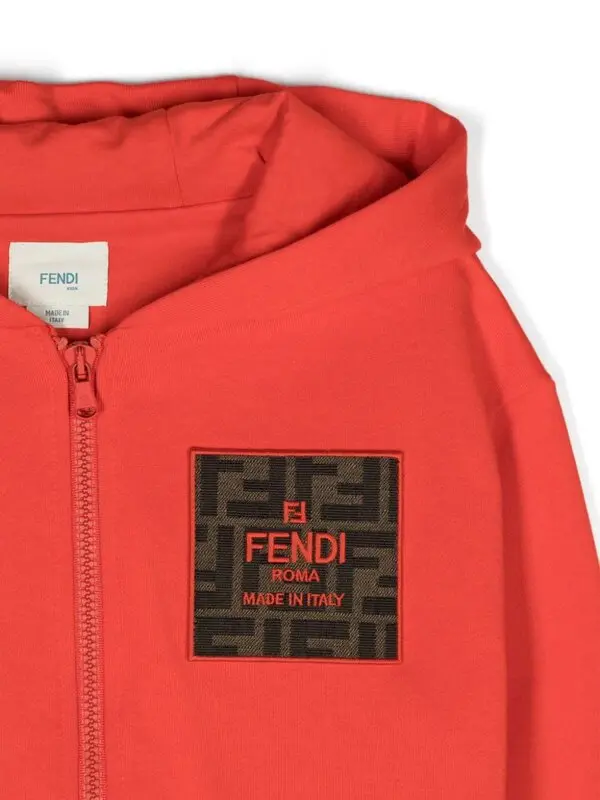 Fendi Logo Patch Zip-up Hoodie