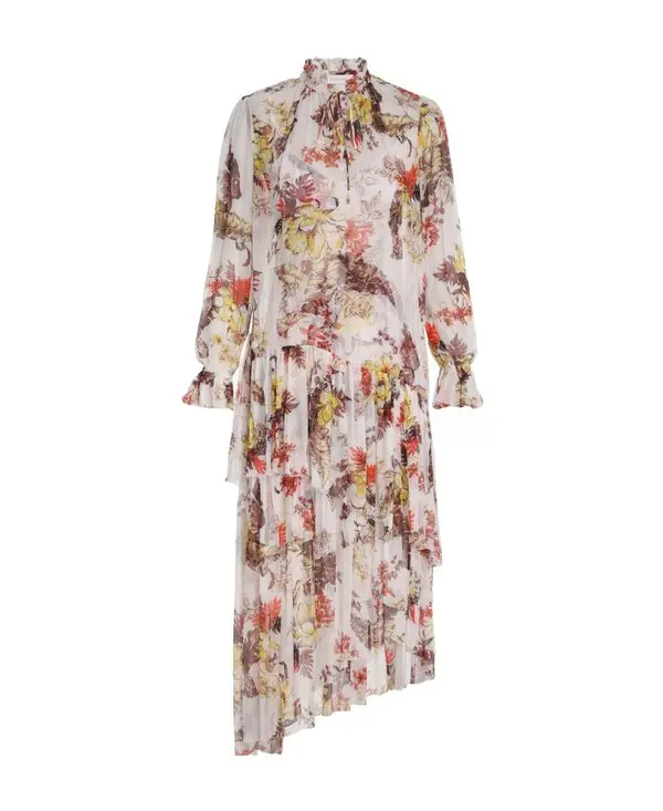 Zimmermann Floral Print Tiered Midi Dress