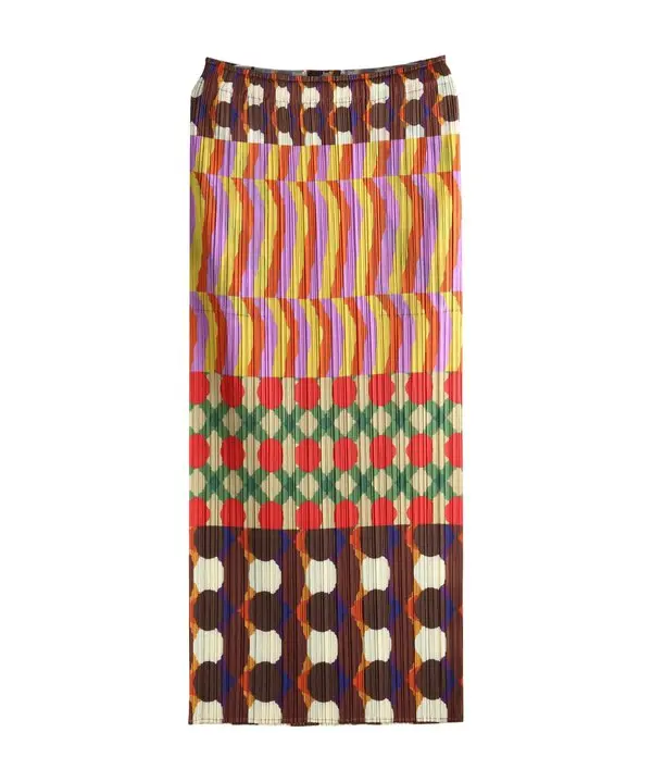 PLEATS PLEASE BY ISSEY MIYAKE Geometric Print Pleated Skirt