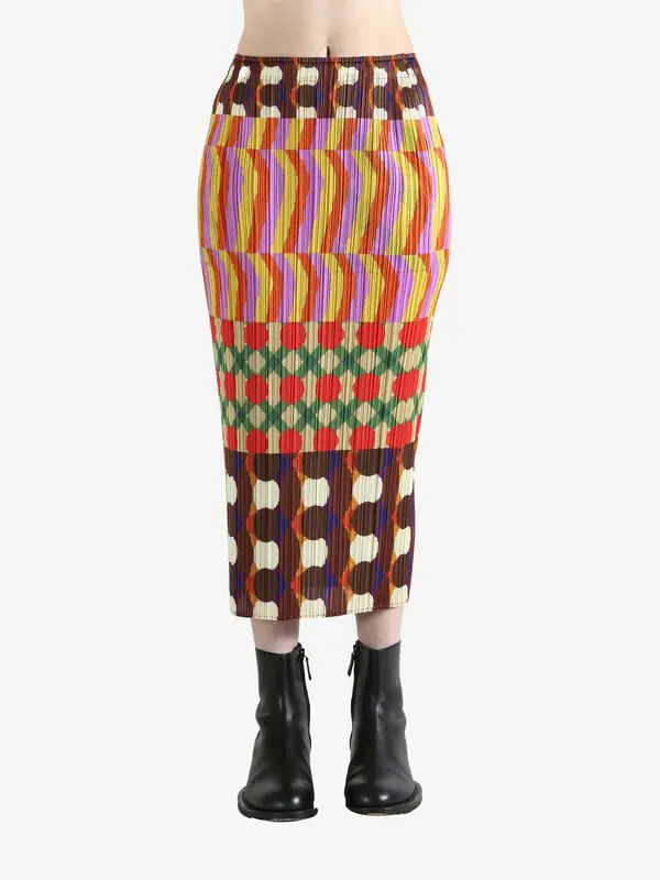 PLEATS PLEASE BY ISSEY MIYAKE Geometric Print Pleated Skirt