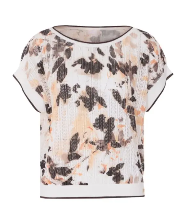 Liu Jo Floral Knit Short Sleeve Top - White