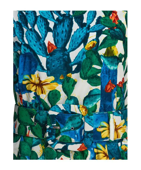 Samantha Sung Long Sleeve Printed Dress With Adjustable Belt