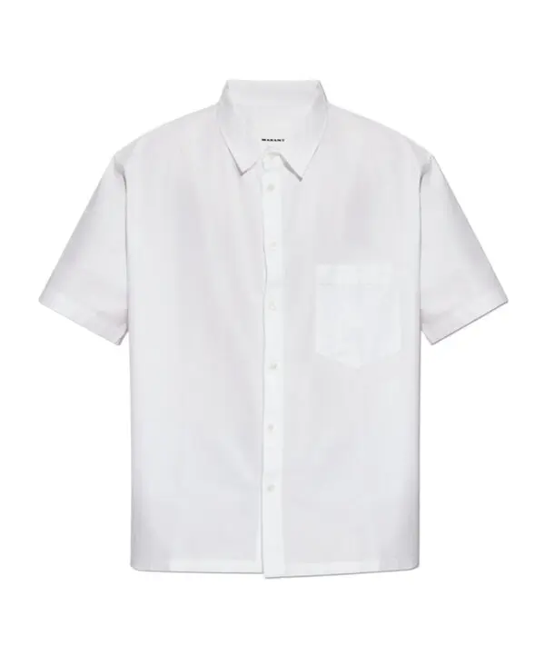 Isabel Marant Étoile Iggy Logo Embroidered Short Sleeve Shirt - White