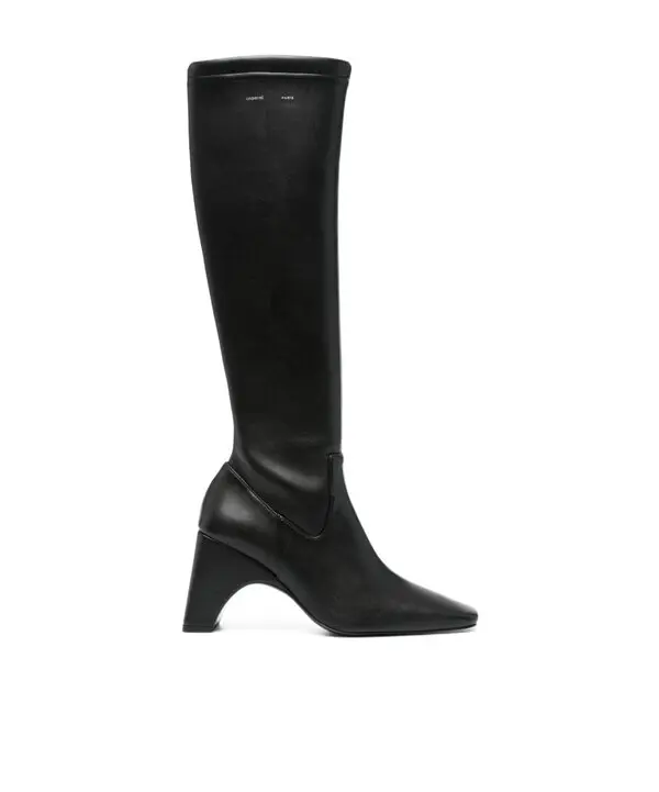 Coperni Knee-length Square-toe Boots With Side Zipper - Black