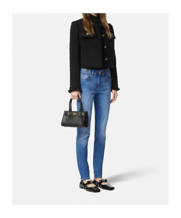 Versace Tapered Leg Jeans With Multiple Pockets - Blue
