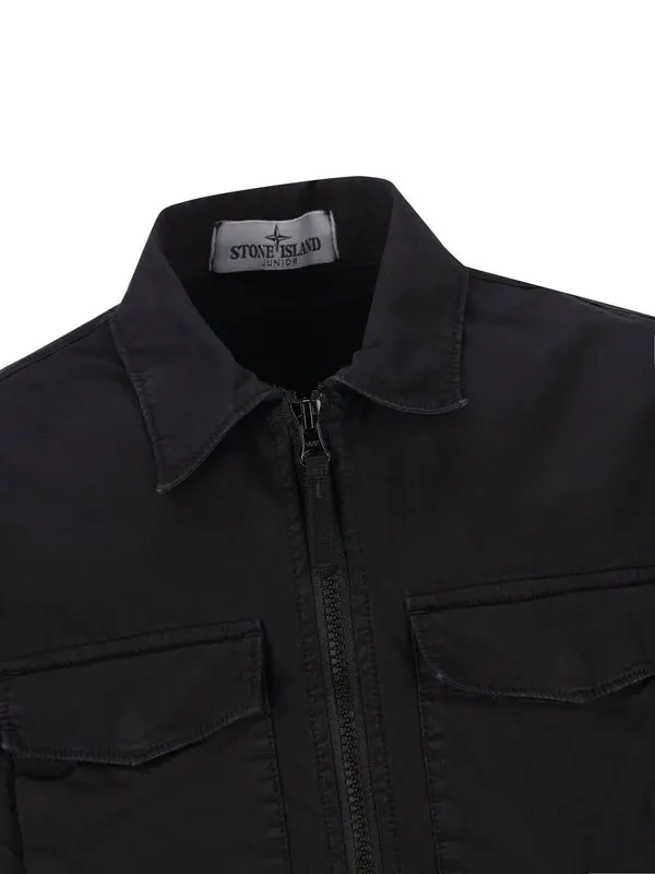 Stone Island Logo Patch Sleeve Shirt Jacket - Black
