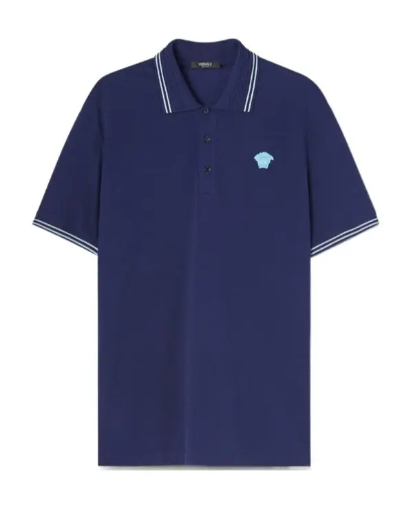 Versace Medusa Embroidered Short-sleeved Polo Shirt