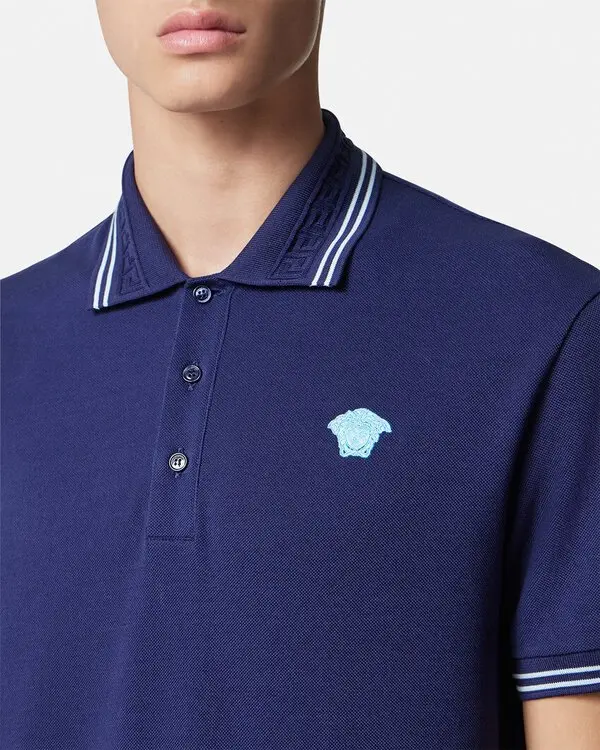 Versace Medusa Embroidered Short-sleeved Polo Shirt
