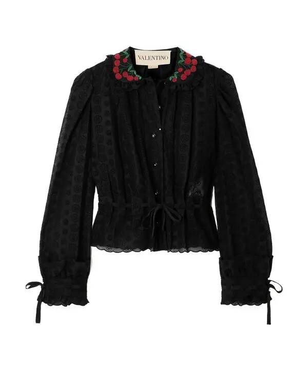 Valentino Garavani Long Sleeve Shirt With Lace Detail - Black