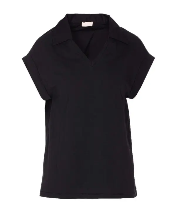 Liu Jo Short Sleeve Embroidered Polo Shirt - Black