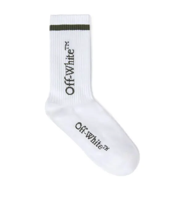 Off-White Line Mid Bookish Ribbed Socks - White/four-leaf Clover/gray White
