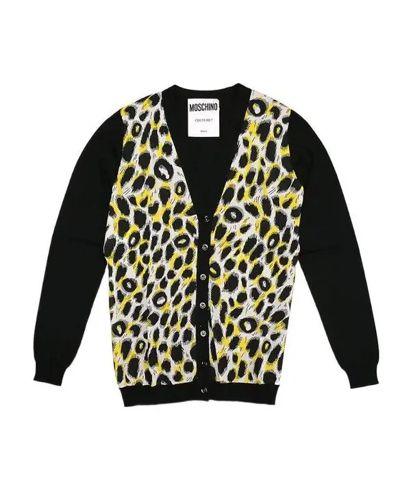 Moschino Leopard Knit Cardigan - Black