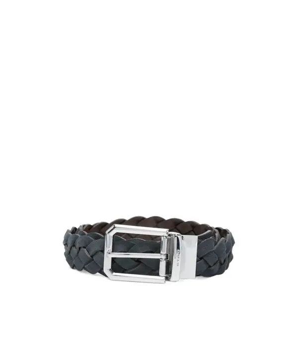 Etro Braided Leather Buckle Belt - Black