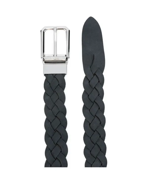 Etro Braided Leather Buckle Belt - Black