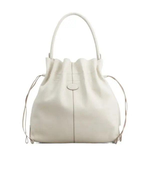 TOD'S Medium Di Leather Bucket Bag - White