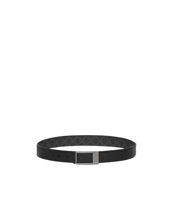 Gucci Monogrammed Square Buckled Belt - Black