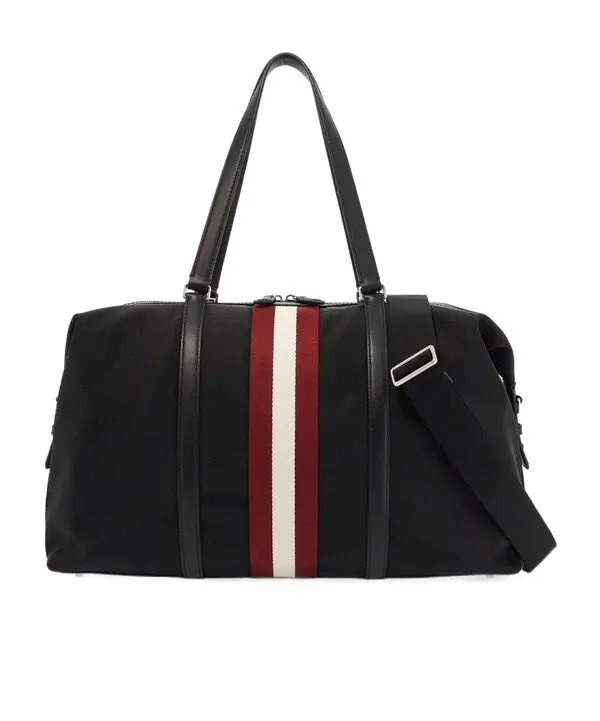 Bally Logo Patch Striped Travel Bag - Black