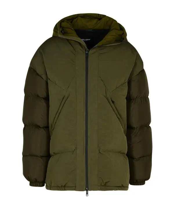 Dolce & Gabbana Hooded Down Jacket - Green