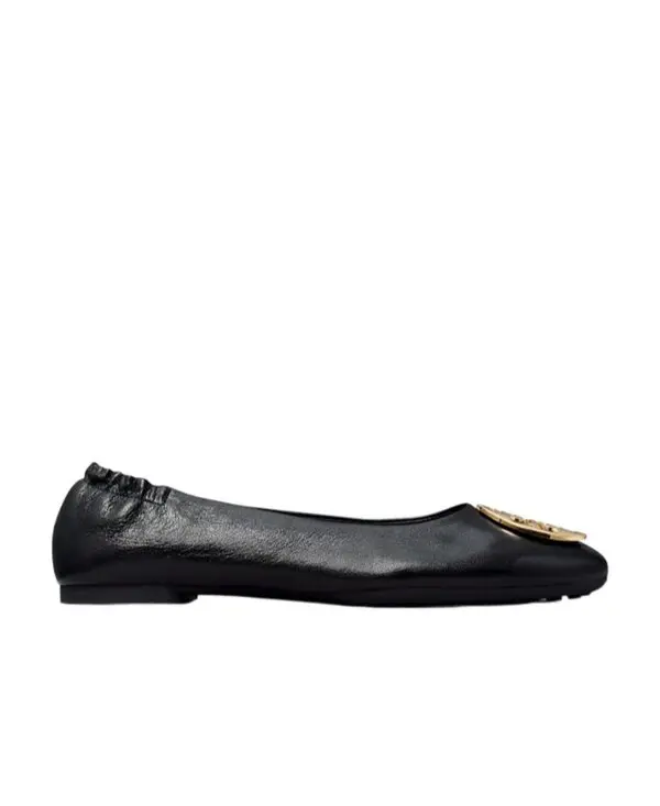 Tory Burch Claire Ballet Flats With Logo Plaque - Black