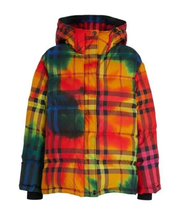 Burberry Rainbow Plaid Down Jacket