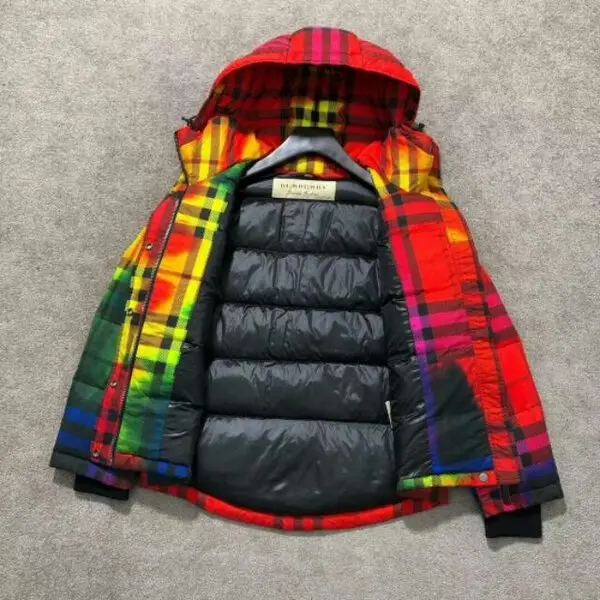 Burberry Rainbow Plaid Down Jacket