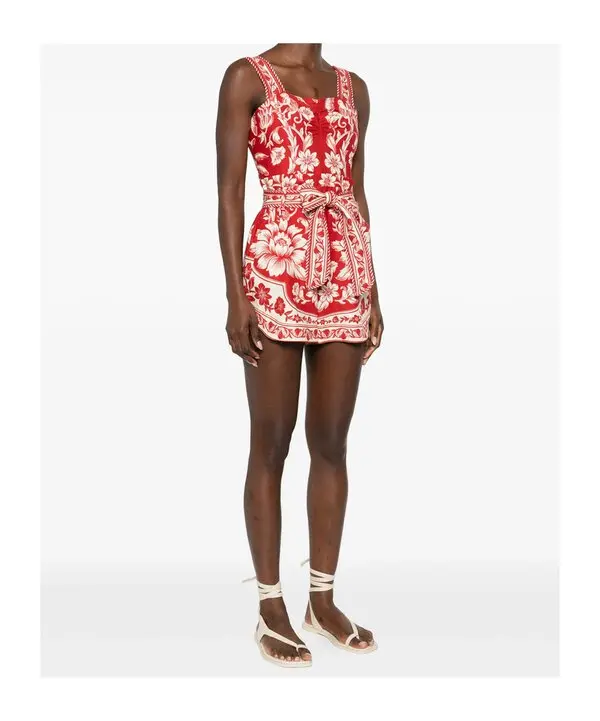 Farm Rio Floral Print Sleeveless Jumpsuit With Belt