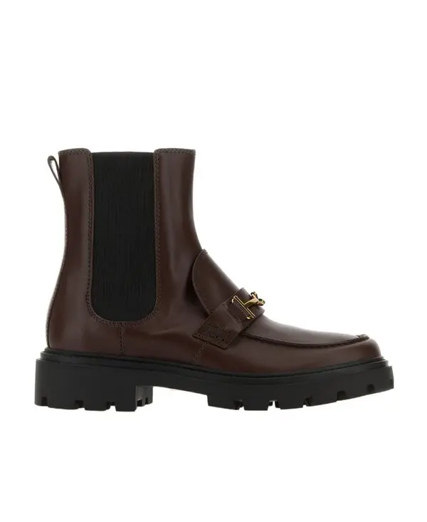 TOD'S Round-head Logo Detail Ankle Boots