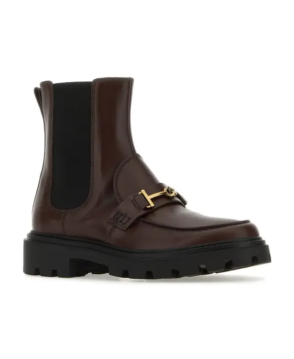 TOD'S Round-head Logo Detail Ankle Boots