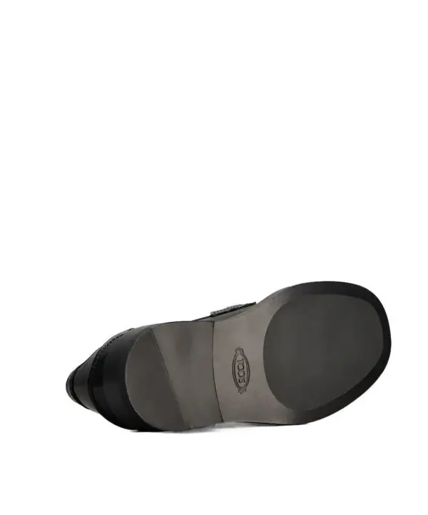 TOD'S Logo Plaque Round Toe Loafers