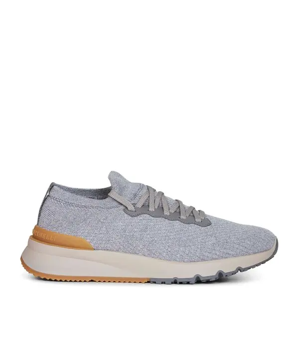 Brunello Cucinelli Jacquard Wool Knit Lace-up Sneakers