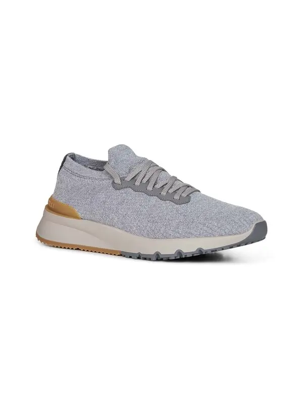 Brunello Cucinelli Jacquard Wool Knit Lace-up Sneakers