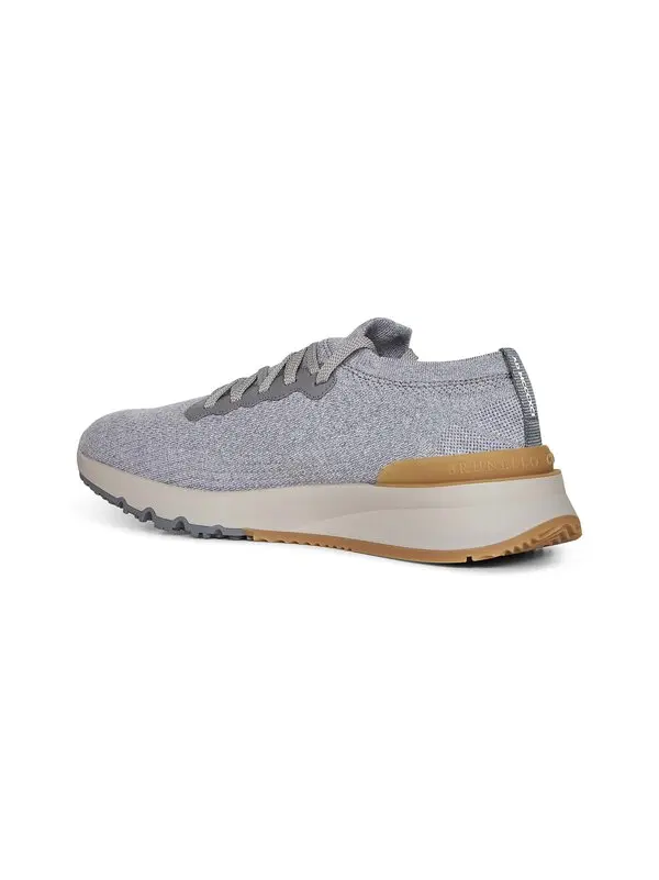 Brunello Cucinelli Jacquard Wool Knit Lace-up Sneakers