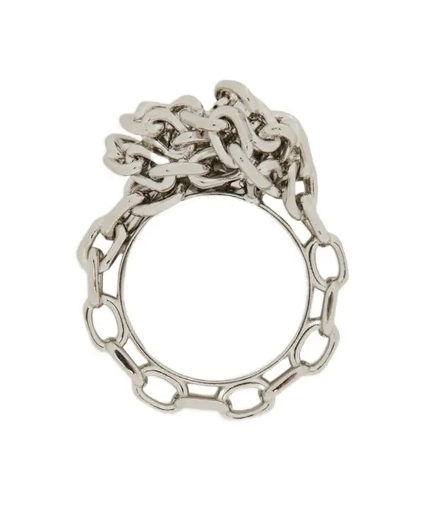 JIL SANDER Engraved-logo Knotted-chain-detail Ring - Silver